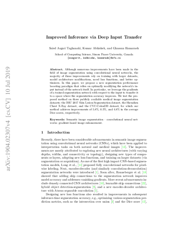 (PDF) Improved Inference via Deep Input Transfer