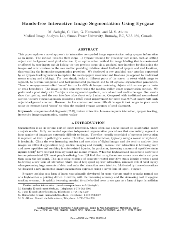 (PDF) Hands-free interactive image segmentation using eyegaze