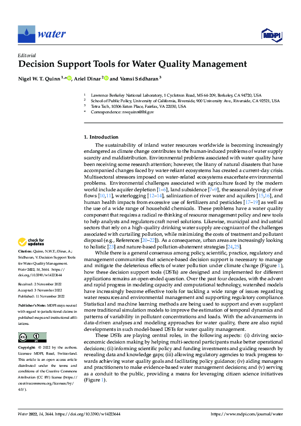 (PDF) Decision Support Tools for Water Quality Management