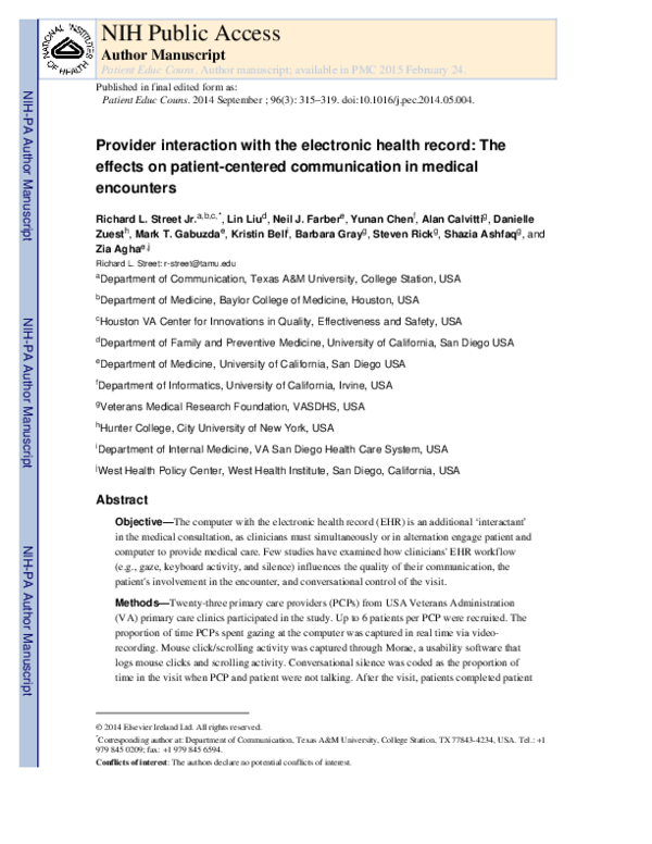(PDF) Provider interaction with the electronic health record: The ...