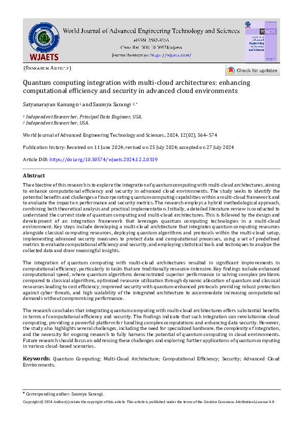 Pdf Quantum Computing Integration With Multi Cloud Architectures Enhancing Computational