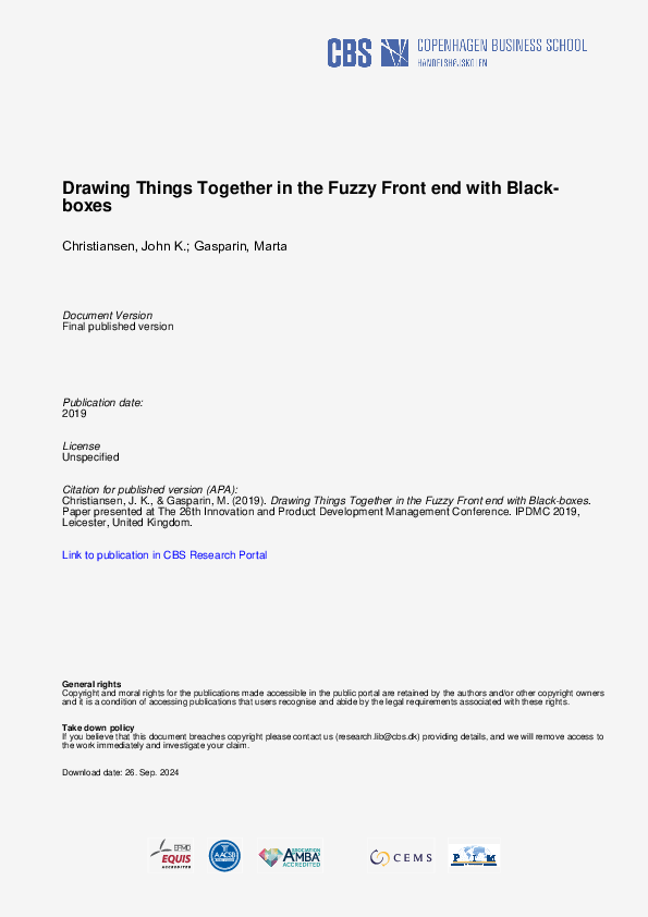 (PDF) Drawing Things Together in the Fuzzy Front end with Black-boxes