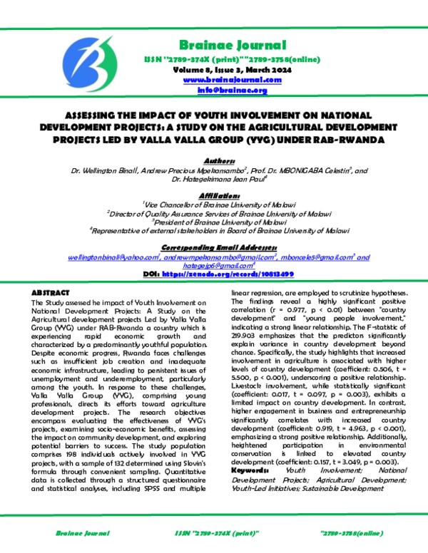 (PDF) ASSESSING THE IMPACT OF YOUTH INVOLVEMENT ON NATIONAL DEVELOPMENT ...