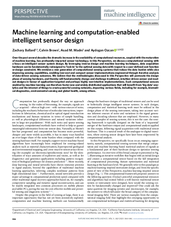 (PDF) Machine learning and computation-enabled intelligent sensor design