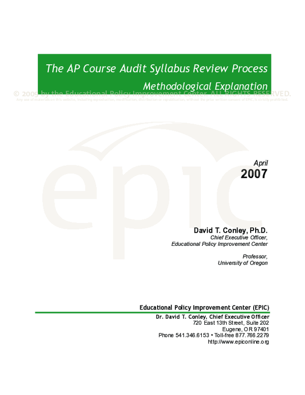 (PDF) The AP Course Audit Syllabus Review Process: Methodological ...