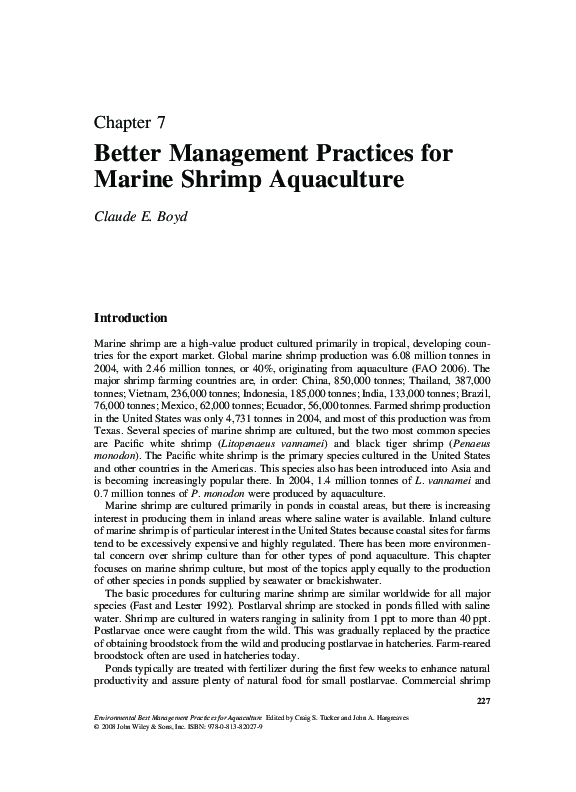 (PDF) Environmental Best Management Practices for Aquaculture