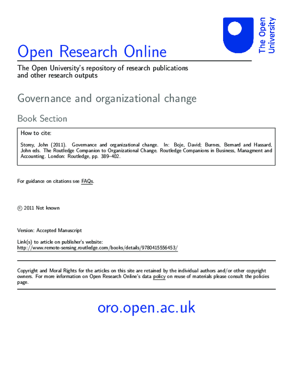 (PDF) Governance and organizational change