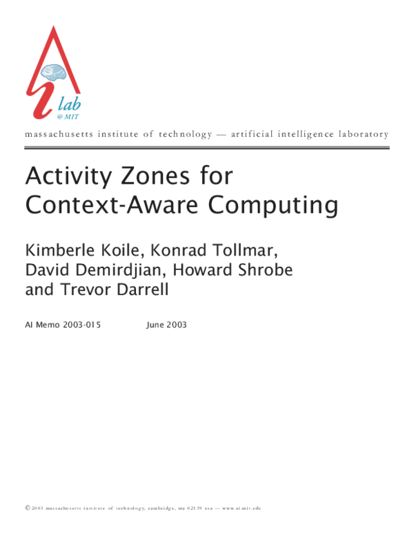 Activity Zones for Context-Aware Computing