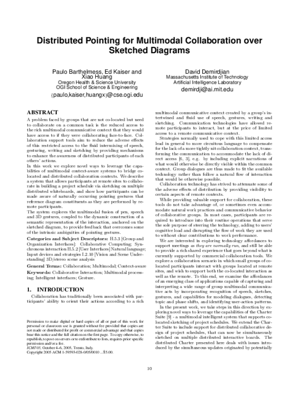 (PDF) Distributed pointing for multimodal collaboration over sketched diagrams | David ...