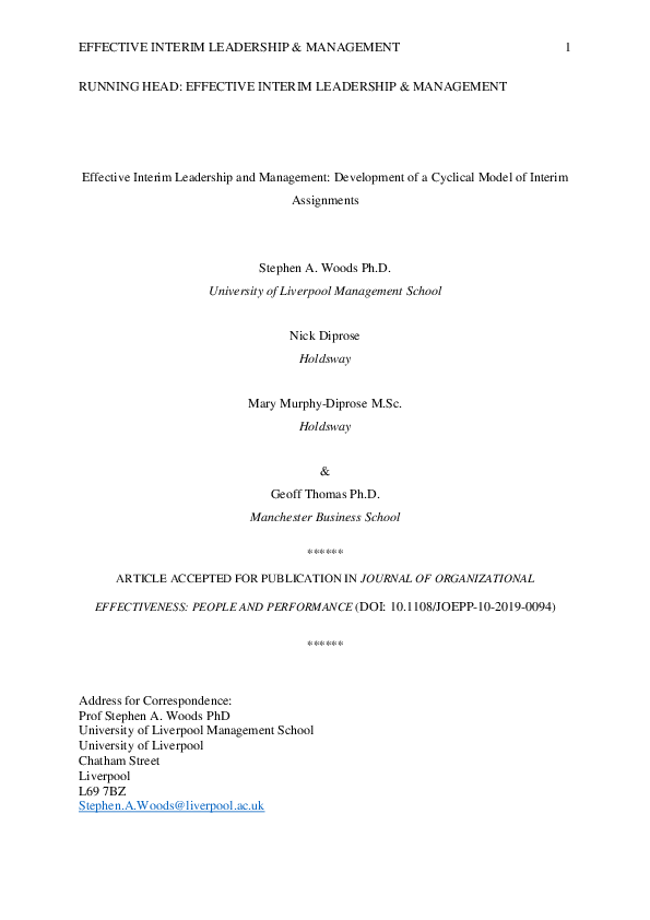 (PDF) Effective interim leadership and management: development of a ...