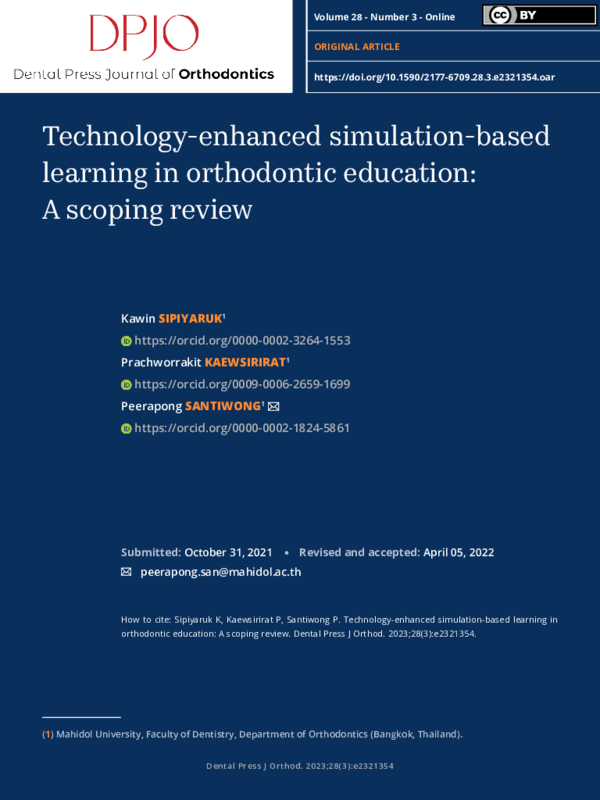 (PDF) Technology-enhanced simulation-based learning in orthodontic education: A scoping review
