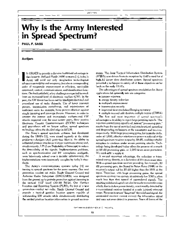 (PDF) Why is the army interested in spread spectrum? | Paul Sass ...