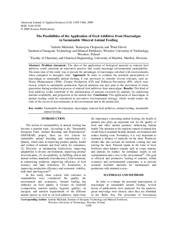 (PDF) The Possibilities of the Application of Feed Additives from ...