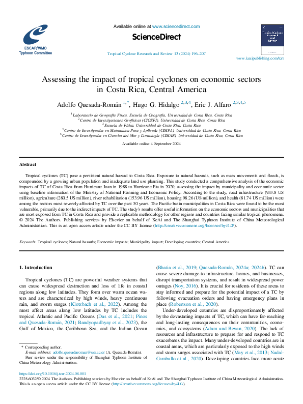 (PDF) Assessing the impact of tropical cyclones on economic sectors in ...