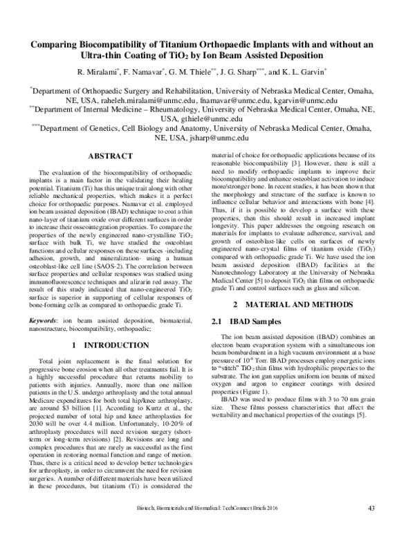 (PDF) Comparing biocompatibility of titanium orthopaedic implants with ...