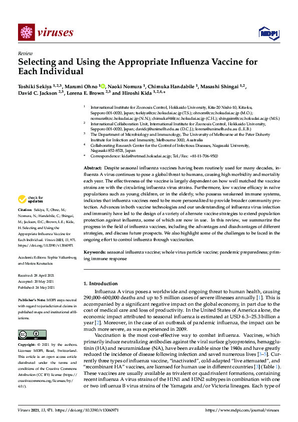 (PDF) Selecting and Using the Appropriate Influenza Vaccine for Each ...
