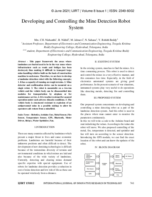 (PDF) Developing and Controlling the Mine Detection Robot System