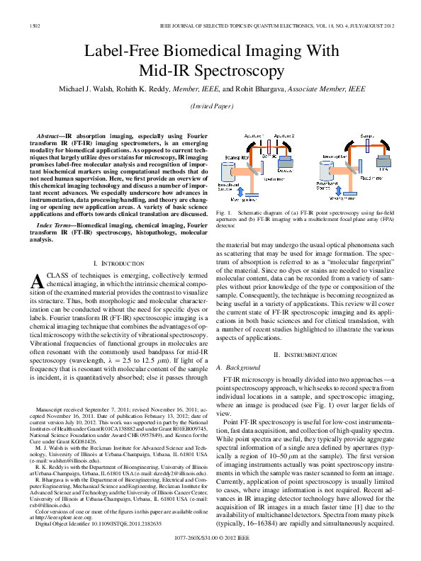 (PDF) Label-Free Biomedical Imaging With Mid-IR Spectroscopy
