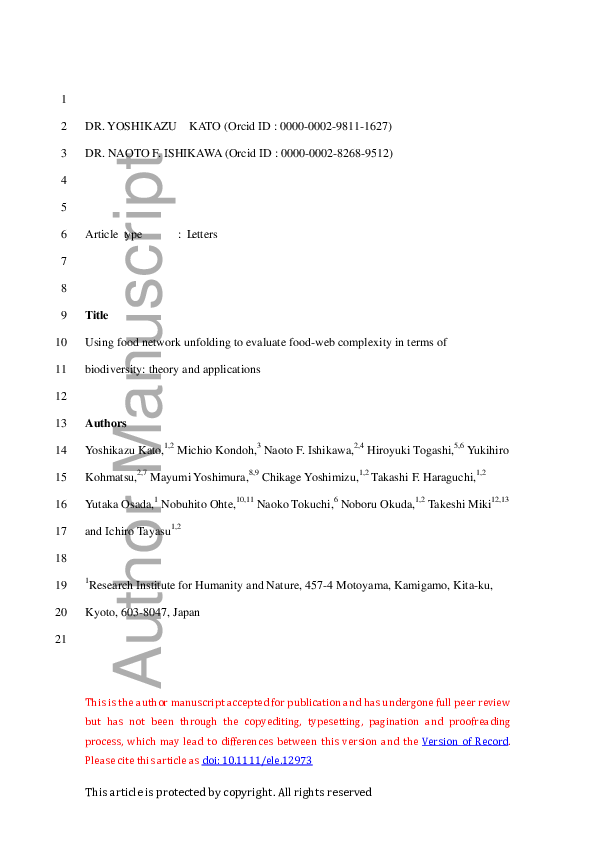 (PDF) Using food network unfolding to evaluate food–web complexity in ...
