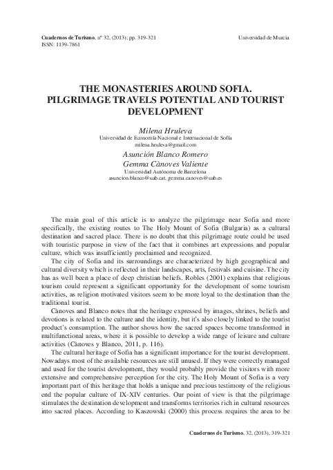 (PDF) The monasteries around Sofia. Pilgrimage travels potential and ...