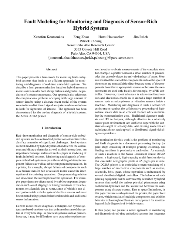 (PDF) Fault modeling for monitoring and diagnosis of sensor-rich hybrid systems