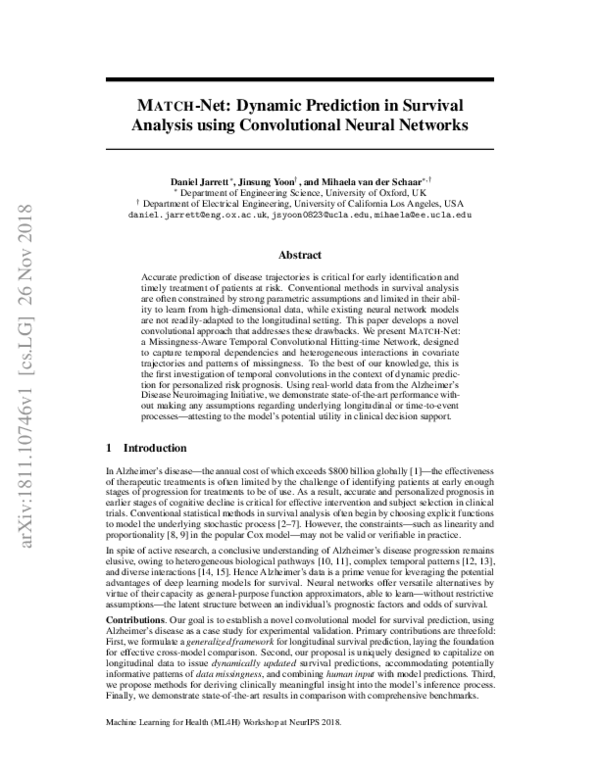 (PDF) MATCH-Net: Dynamic Prediction in Survival Analysis using ...