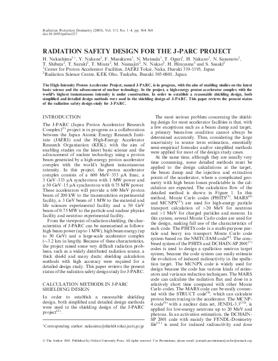 (PDF) Radiation safety design for the J-PARC project