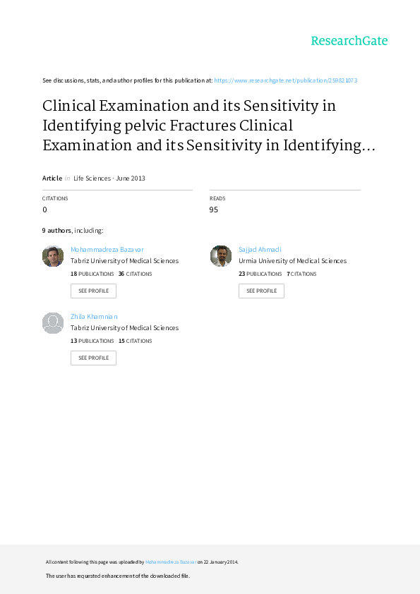 (PDF) Clinical Examination and its Sensitivity in Identifying pelvic ...