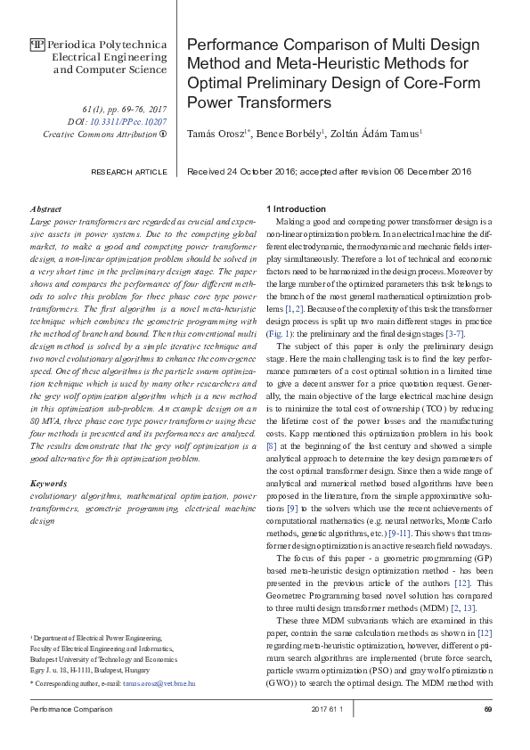 (PDF) Comparative Study of Transformer Design Methods
