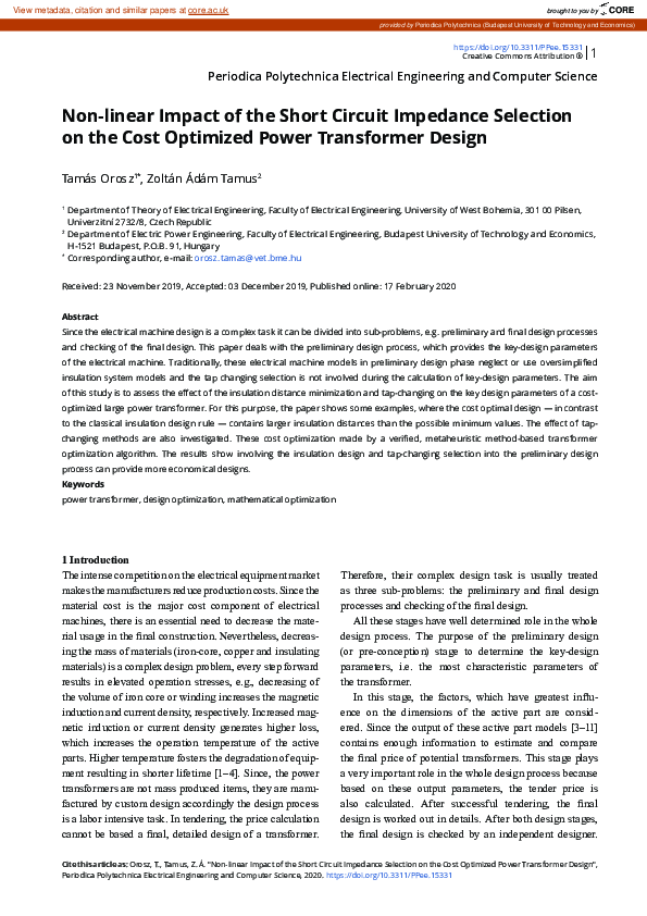 (PDF) Non-linear Impact of the Short Circuit Impedance Selection on the Cost Optimized Power ...