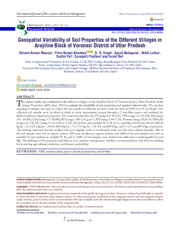 (PDF) Geospatial Variability of Soil Properties of the Different ...