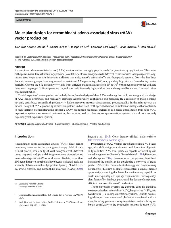 (PDF) Molecular design for recombinant adeno-associated virus (rAAV ...