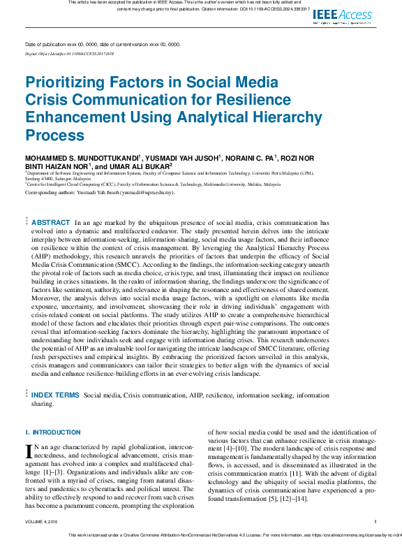 (PDF) Prioritizing Factors in Social Media Crisis Communication for ...