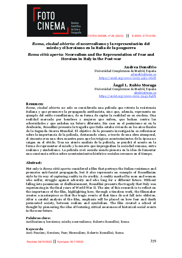 (PDF) Roma ciudad abierta: el neorrealismo y la representación del ...