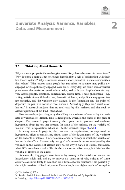 (PDF) Univariate Analysis: Variance, Variables, Data, and Measurement