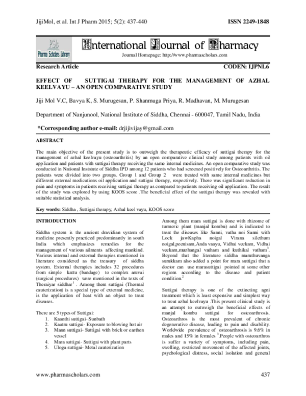 (PDF) EFFECT OF SUTTIGAI THERAPY FOR THE MANAGEMENT OF AZHAL KEELVAYU ...