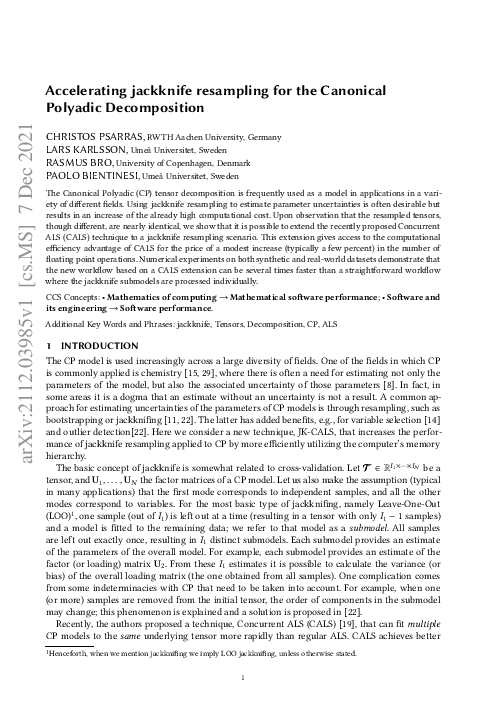 (PDF) Accelerating Jackknife Resampling for the Canonical Polyadic Decomposition