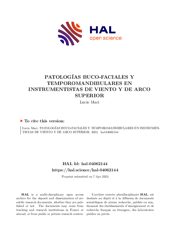 (PDF) Buco-Facial and Temporomandibular Pathologies in Wind and Upper ...