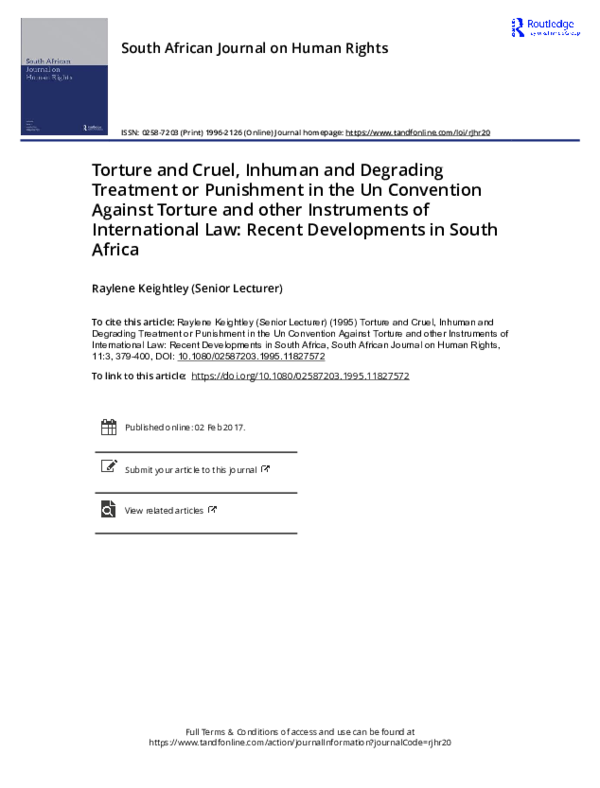 (PDF) Torture and cruel, inhuman and degrading treatment