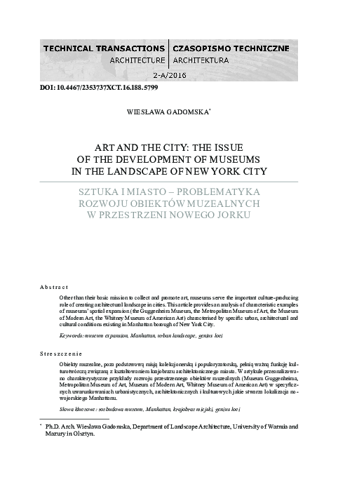 (PDF) Art and the city: the issue of the development of museums in the ...