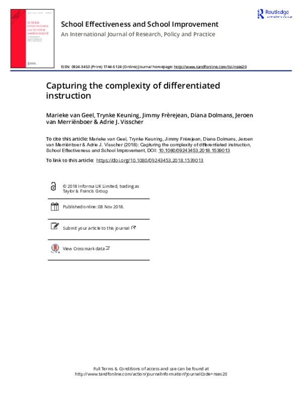 (PDF) Capturing the complexity of differentiated instruction