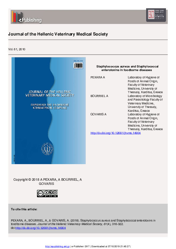 (PDF) Staphylococcus aureus and Staphylococcal enterotoxins in ...