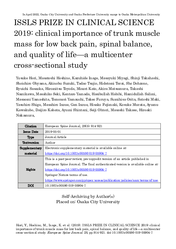 (PDF) ISSLS PRIZE IN CLINICAL SCIENCE 2019: clinical importance of ...