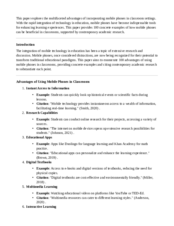 (PDF) Mobile Phone: Reasons for using technology in class: a scientific ...