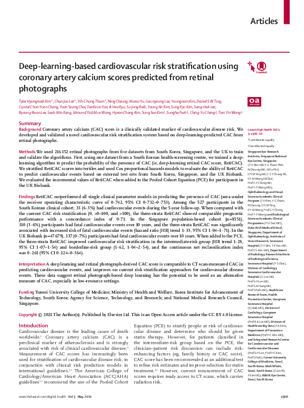 (PDF) Deep-learning-based cardiovascular risk stratification using coronary artery calcium ...