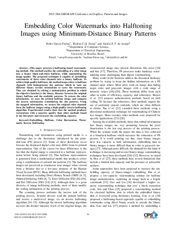 (PDF) Embedding Color Watermarks Into Halftoning Images Using Minimum-Distance Binary Patterns