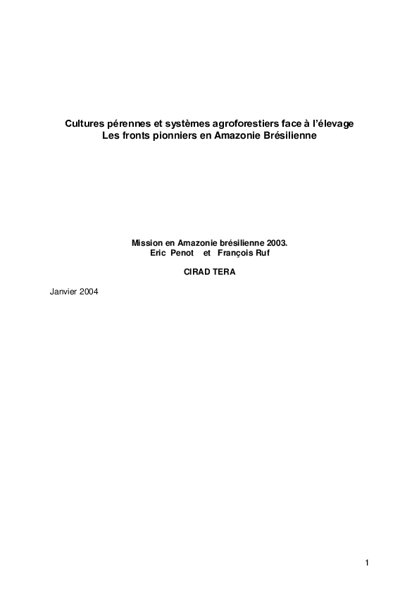 (PDF) Cultures pérennes et systèmes agroforestiers face à l'élevage ...