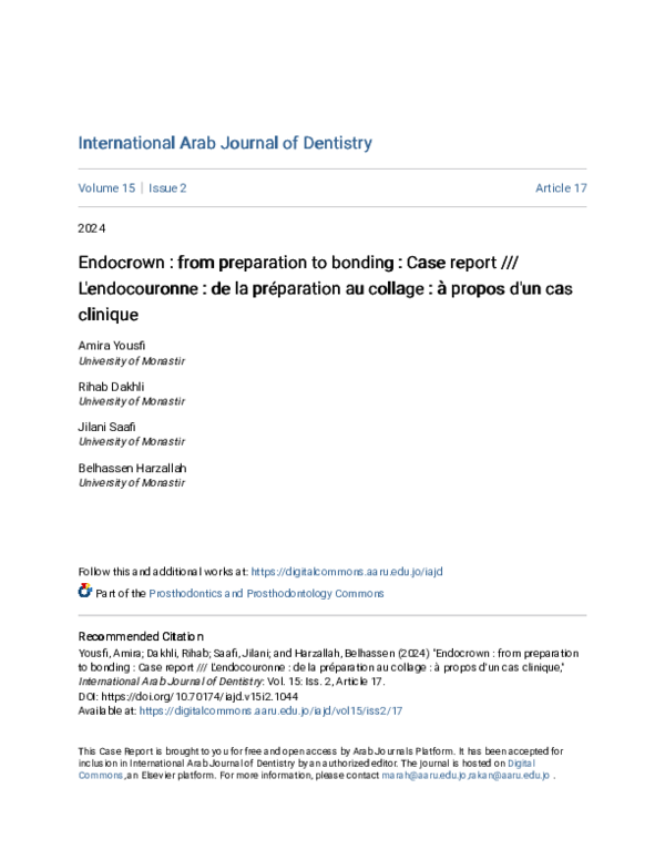 (PDF) Endocrown from preparation to bonding Case report