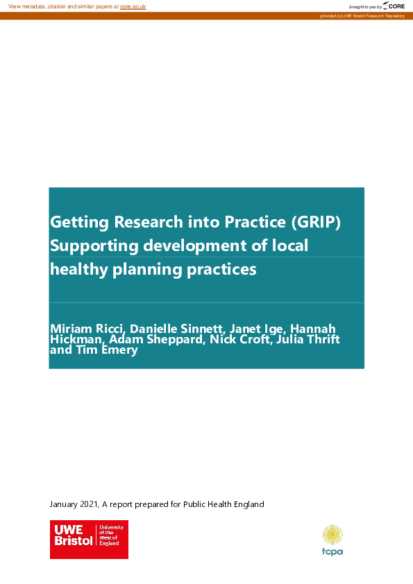 (PDF) Getting Research into Practice (GRIP): Supporting development of ...
