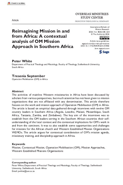 (PDF) Reimagining Mission in and from Africa: A contextual analysis of ...